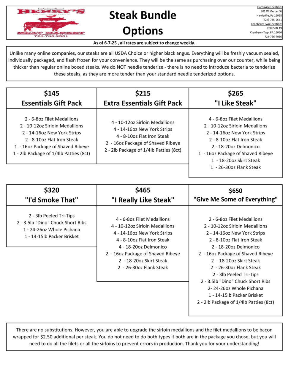 Steak Bundle Options - Henry's Meat Market
